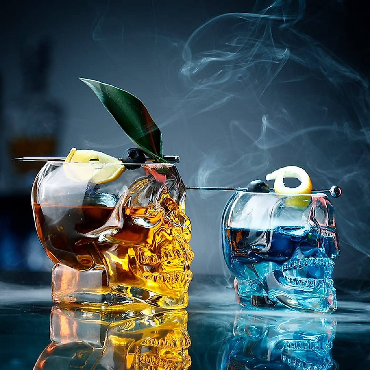 USEEKRIL Funny skull Wine Glass,Drinking Glass,Large Glasses,Vodka Spirits Cup Glass,Gift,Engraved Design,New Crystal Skull Cup,Halloween Decorations Gifts(350ML)