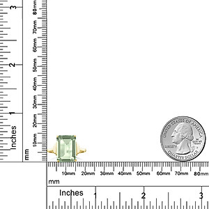 Gem Stone King 18K Yellow Gold Plated Silver Gemstone Birthstone Solitaire Engagement Ring | Emerald Cut 14X10MM Yellow Gold Ring For Women | Available In Size 5, 6, 7, 8, 9