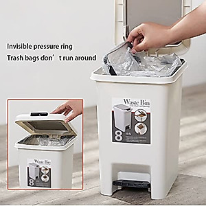 Trash Bin Trash Can Wastebasket White Plastic Garbage Bin,Kitchen Garbage Bin with Soft Close Lid and Foot Pedal Perfect for Bathroom, Bedroom, Office Garbage Can Waste Bin (Size : 15l)