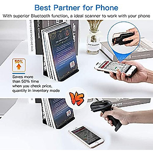 Upgraded Eyoyo QR Code Scanner Bluetooth Android Barcode Scanner, Portable Back Clip Wireless 1D 2D UPC ISBN Inventory Barcode Reader PDF417 Data Matrix Code Compatible with iPhone, Android Phone