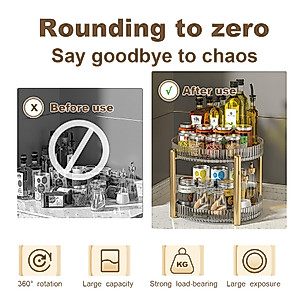 YTCYKJ Two Tier Lazy Susan, 360° Rotating Spice Rack, Spice Organizer for Cabinet, Counter Storage Rack Turntable with Non-Slip Base for Kitchen, Pantry, Cabinet,Cupboard, Cosmetics