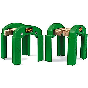 Brio World - 33253 Stacking Track Supports | 2 Piece Toy Train Accessory for Kids Age 3 and Up, Green & BRIO World - 33332 Ascending Tracks | 2 Piece Wooden Train Tracks for Kids Ages 3 and Up
