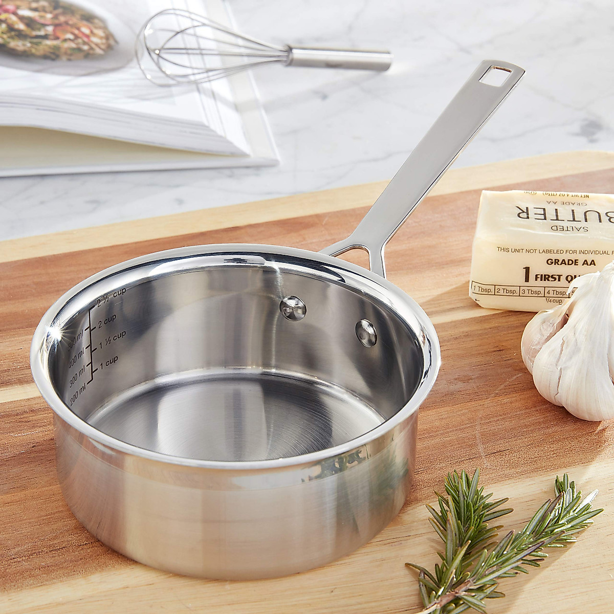 Le Creuset Stainless Steel Measuring Pan, 2 cup,SSC1000-11,White