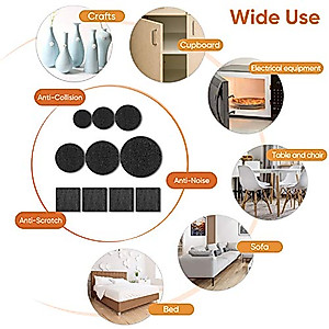 Furniture Pads 300 Pieces Felt Furniture Pads Premium Huge Pack, BAIPOK 5mm Thick Self Adhesive Anti Scratch Floor Protectors for Desk Chair Legs and 60 Rubber Bumpers for Hardwood Tile Floor