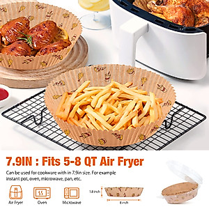 Air Fryer Disposable Paper Liners - Food Grade Non-stick Parchment Paper, 7.9In Upgrade Oil-proof for Air Frying, Baking, Roasting Microwave (100Pcs-Fit 5-8 QT)