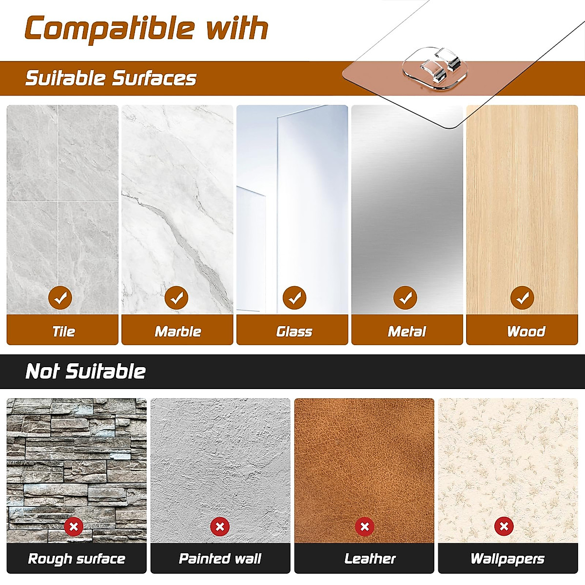 Utobao 10 Pack Shower Caddy Adhesive,Shower Shelf Adhesive Replacement,No Drilling Shower Adhesive Strips for Shower Caddy,Bathroom Shelves and Kitchen Racks