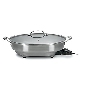 Cuisinart CSK-150 1500-Watt Nonstick Oval Electric Skillet,Brushed Stainless
