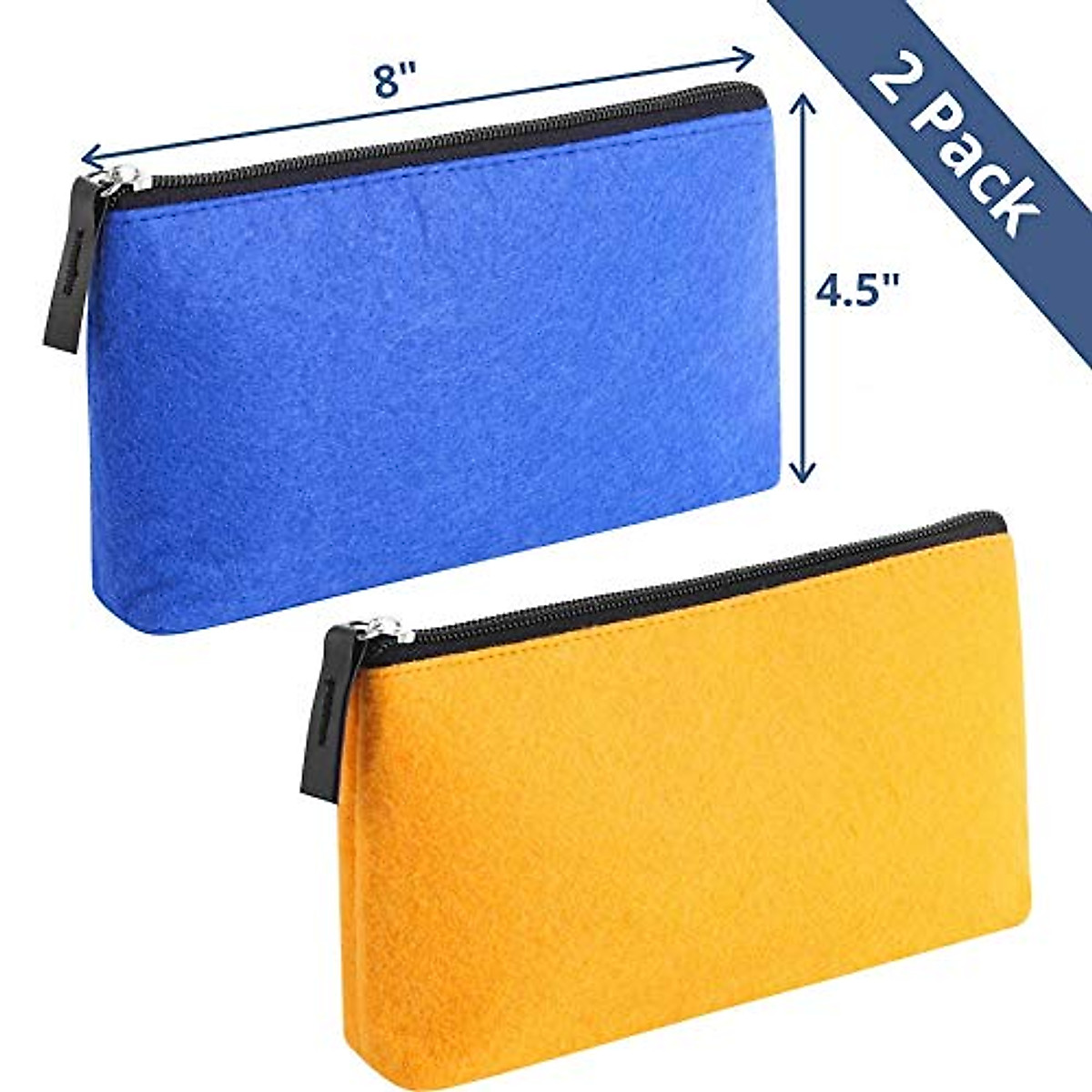 Mr. Pen- Pencil Case, Pencil Pouch, 2 Pack, Yellow and Blue, Felt Fabric Pencil Case, Pen Bag, Pencil pouch Small, Pen Case, School Supplies, Pencil Case, Pencil Bags, Pencil Pouches with Zipper