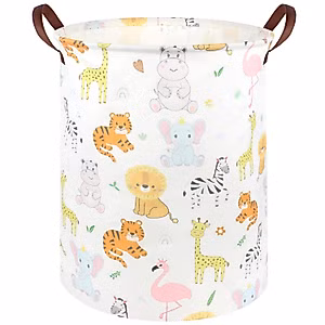 FXOCSHE Kids Laundry Basket,Nursery Baby Hamper for Storage Bin Toy Bins Gift,Collapsible Baby Clothes Laundry Hamper,Toy Organizer,Home Decor(Colorful animal )