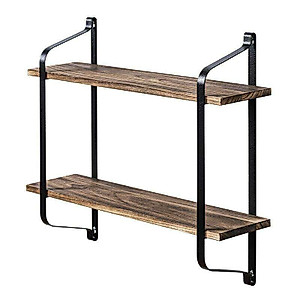 ESRW Rustic Industrial Wood Metal Wall Floating Shelf Storage Rack Bookshelf Bathroom Generic Wall Shelves Floating-Shelves Wall Decor Bedroom Decor Floating Shelves Bathroom Storage Wall shelve