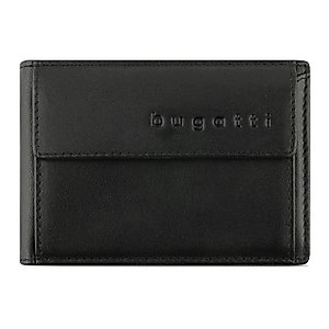 Bugatti Super Slim Mini Leather Wallet - Small Wallet with RFID Protection, Black, black