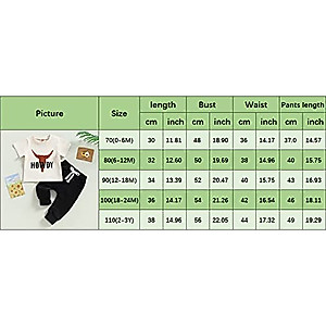 GOOCHEER Western Baby Boy Clothes Summer Outfit Cow Letter Short Sleeve T-shirt Tops and Jogger Pants 2PCS Clothes Set Toddler Boys (Beige Black, 12-18 Months)