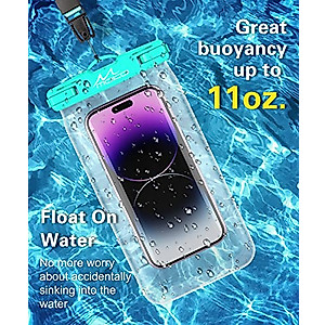 MoKo Floating Waterproof Phone Pouch [2 Pack], Floatable Phone Case Dry Bag with Lanyard Compatible withiPhone 14 13 12 11 Pro Max X/Xr/Xs, SE 3, Samsung S21/S20/S10/S9/S8, Sky Blue+Mint Green