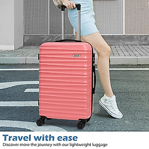 MIAZIB Suitcases with Wheels Luggage sets 3 Piece Large Suitcase with Spinner Wheels Clearance Luggage sets Suitcases for Women Hard Carry on Luggage Rolling Luggage set (Pink)