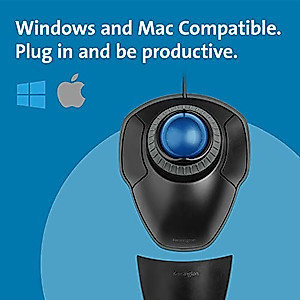Kensington Orbit Trackball Mouse with Scroll Ring (K72337US), 4 1/2X5 1/2X2"