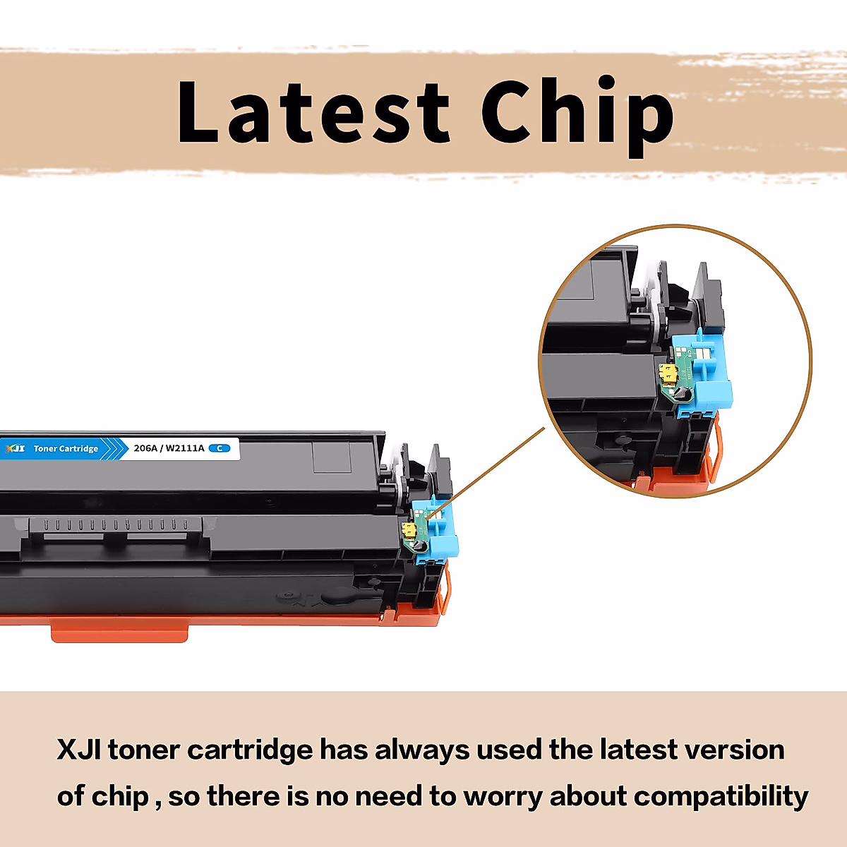 XJI 206A(with Chip) Compatible Toner Cartridges Replacement for HP 206 A X 206X Ink (4 Pack), for HP Color Laser Jet Pro MFP M255 M255dw M282 M282nw M283 M283cdw M283fdw Laserjet Printer