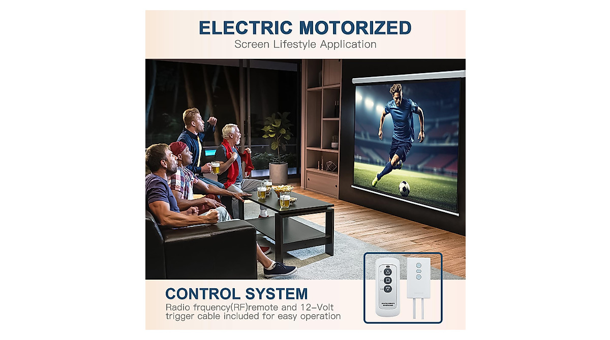 YODOLLA 100" Motorized Projector Screen 4K HD | Wall/Ceiling