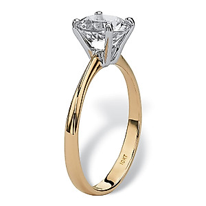 PalmBeach 10K Yellow Gold Round Genuine White Topaz Solitaire Engagement Ring Sizes 6-10 Size 7