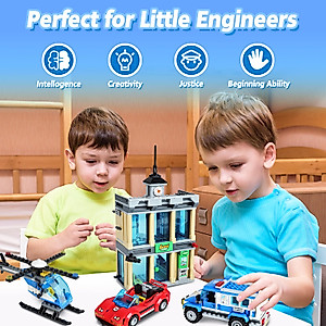 City Police Catch Thief Building Block Set with Cop Car, Bank, Helicopter, Getaway Sports Car, Fun Police Chase Toy for Kids, Best Learning & Roleplay STEM Toy Gift for Boys Girls Ages 6+ (625pcs)