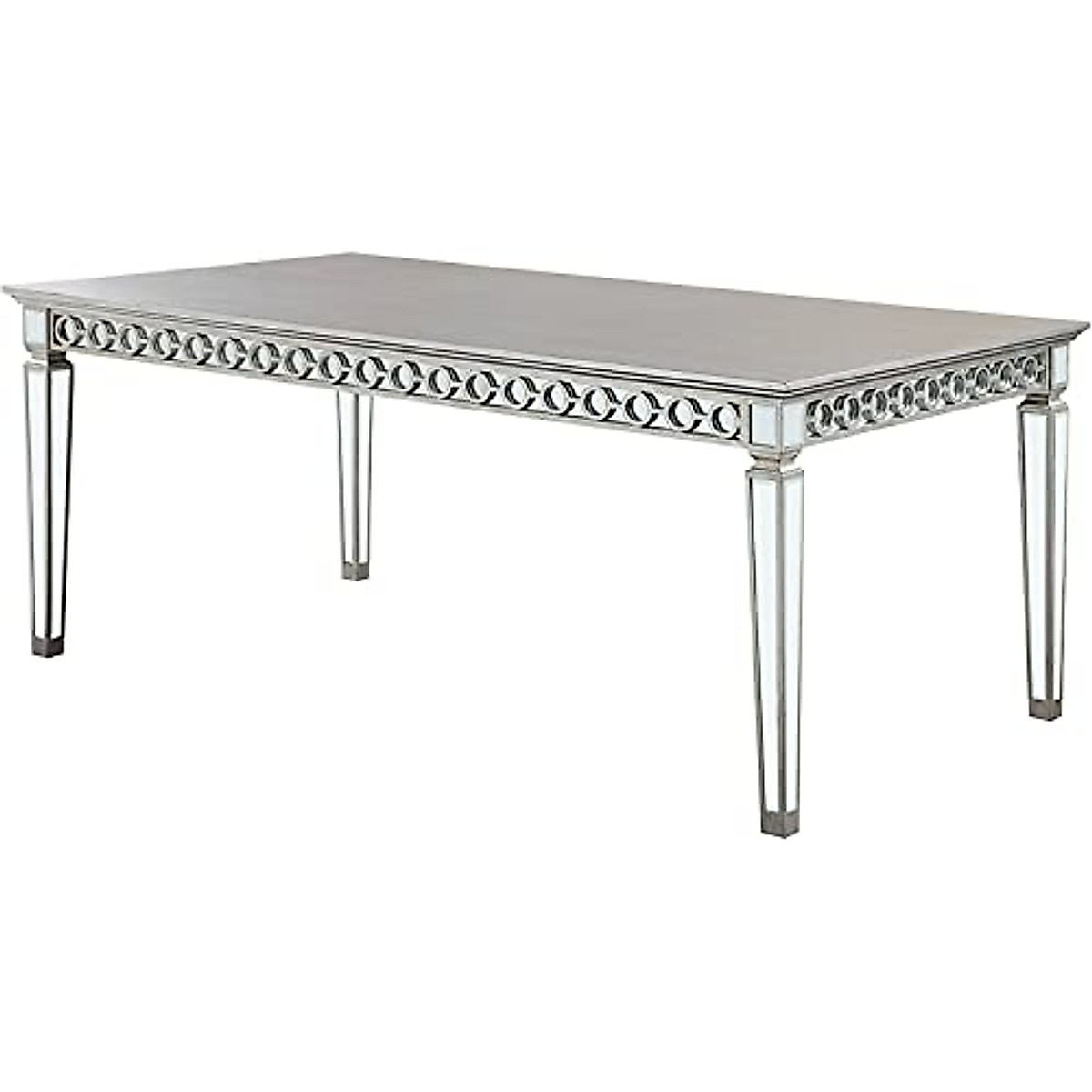 Acme Furniture Varian Dining Table, Mirrored & Antique Platinum
