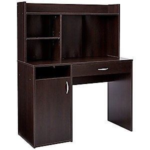 Sauder Beginnings Transitional Desk with Hutch, Cinnamon Cherry finish