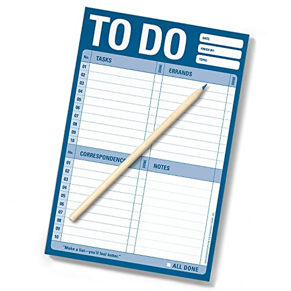 Knock Knock To Do Pad, To-Do List Notepad for Daily Tasks, Errands, Notes, 6 x 9-inches (Blue)