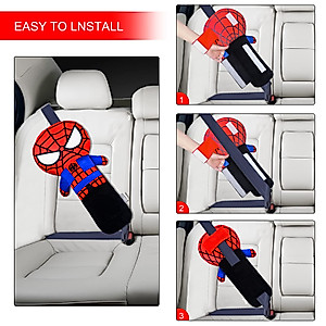 Seatbelt Pillow Cover for Kids, Stuffed Soft Plush Spidery Travel Pillow in Car, Detachable Protectors for Head Neck and Shoulder, Universal Carseat Strap Cushion Pads for Child Baby People Adults