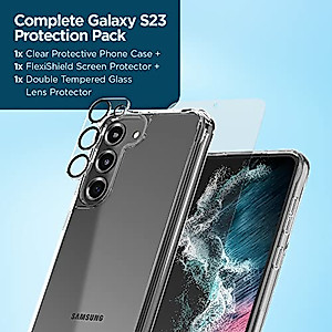 Case-Mate Samsung Galaxy S23 Case [3in1] w/FlexiShield Screen Protector & Camera Lens Protector [6.1"] [12FT Drop Protection] [Wireless Charging] Tough Clear Phone Case - Anti-Yellowing, Anti-Scratch