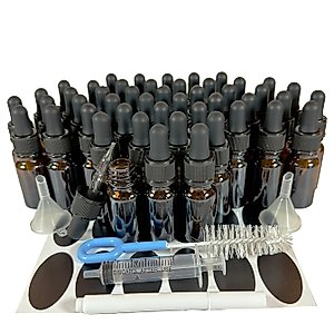 PIPIBA 48Pack 10ml (1/3 oz) Glass Dropper Bottle. Essential Oil Bottle With Glass Eye Droppers. For Lab Bottles, Alcohol Bottles And Sterilize Water Bottles (Amber)