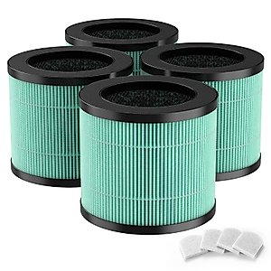 GoKBNY TPAP002 True HEPA Replacement Filter, Compatible with TOPPIN TPAP002 HEPA Purifier Comfy Air C1, Part# TPFF002, 4-IN-1 Filters（4-Pack）