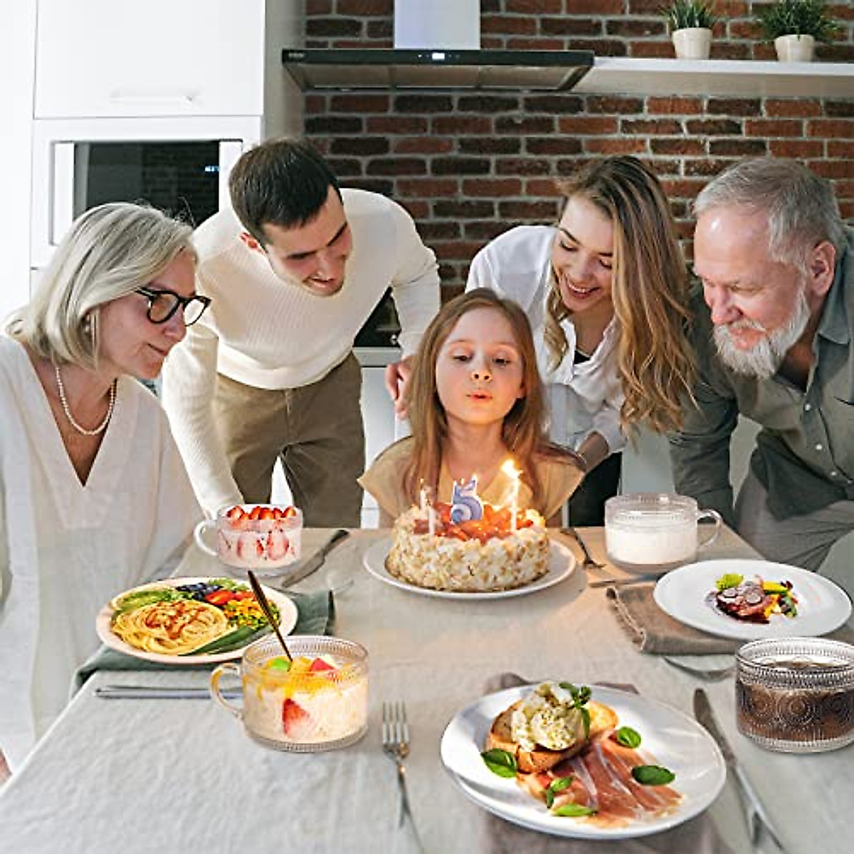 megarte Vintage Glass Coffee Mugs - 14 Oz Embossed Glass Mugs with Bamboo Lids and Golden Spoons Set Of 4 - Coffee Cups for Cappuccino, Latte, Cereal, Yogurt, Tea Christmas Thanksgiving Gifts