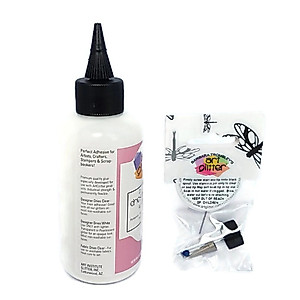 Art Glitter Glue Designer Dries Clear Adhesive 4 oz with Ultra Fine Metal Tip, Standard