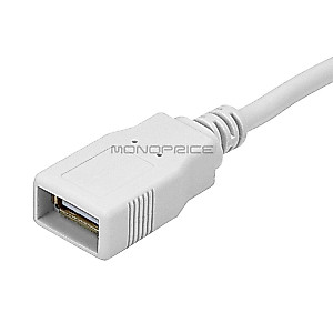 Monoprice 6-Feet USB 2.0 A Male to A Female Extension 28/24AWG Cable (Gold Plated), White (108606)