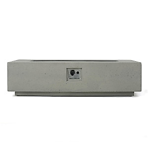 Christopher Knight Home Augusta Outdoor 5 Piece Acacia Wood and Wicker Chat Set with Fire Pit, 52.00 "W x 31 "D x 31.5 "H, Gray + Natural + Light Gray