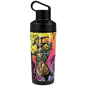 Teenage Mutant Ninja Turtles TMNT OFFICIAL Gradient Group Splash 18 oz Insulated Water Bottle, Leak Resistant, Vacuum Insulated Stainless Steel with 2-in-1 Loop Cap
