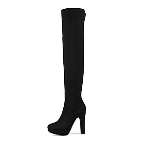 DREAM PAIRS Women's HIGHPLAT Black Chunky Thigh High Over The Knee High Heel Boots Size 7.5 B(M) US