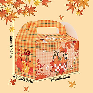 HOWAF 12pcs Fall Party Treat Boxes, Hello Autumn Plaid Gift Boxes with Maple Leaves Pumpkin Gnome Design for Fall Harvest Party Supplies, Autumn Party Candy Boxes, Hello Fall Goodie Boxes