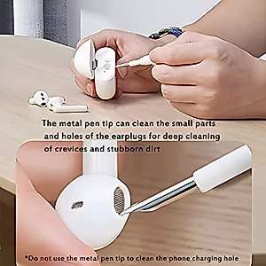 Airpods Earbuds Cleaning Kit, Airpods Pro 1 2 3 Cleaner Kit Pen Shape with Soft Brush for Wireless Earphones Bluetooth Headphones Charging Box Accessories Tool, Computer, Camera and Phone (White)