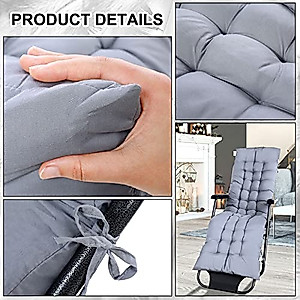 Bucherry 2 Pcs 67 x 19 Inch Chaise Lounge Cushions Soft Lounge Chair Cushion Rocking Chair Cushion Sofa Lawn Furniture Cushion Pad with 6 Tie for Outdoor Indoor Patio Home Without Headrest (Grey)