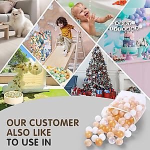 Realhaha Ball Pit Balls 100 Play Balls Plastic Balls for Baby Girls Toddlers Kids Play Tent Pool Playhouse Playpen Party Decoration, Gold Milktea White