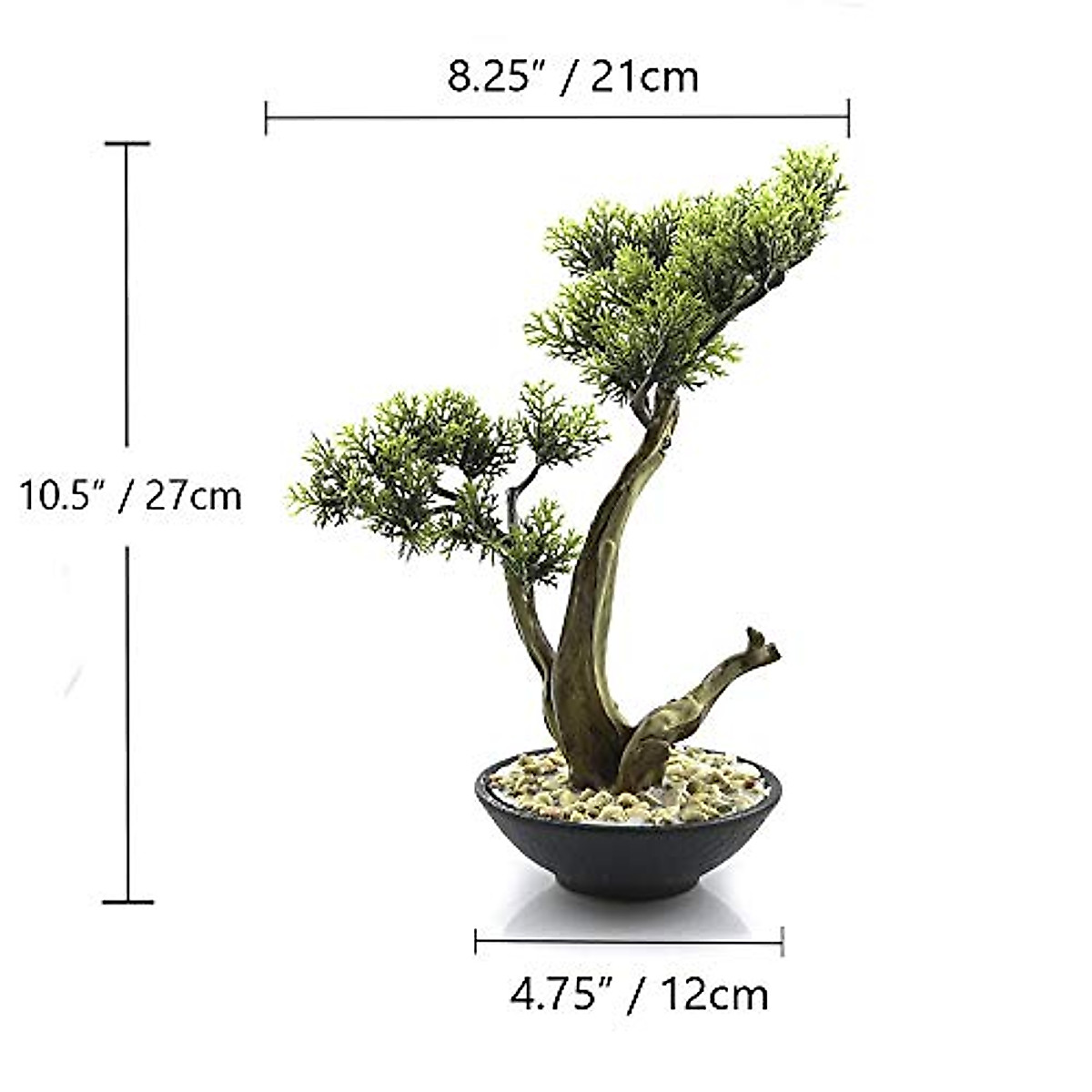 Tuokor Artificial Bonsai Tree 10.5 Inch Tall Small Docorative Cypress Faux Plants in Ceramic Pot