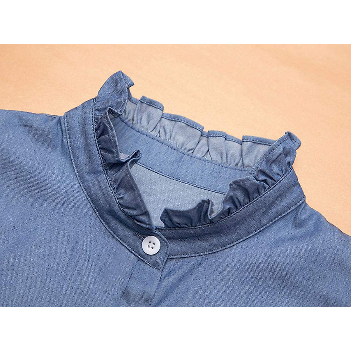 HALITOSS Women's Lovely Denim Fake Collar Dickey Half Shirt Decorative Collar Blue