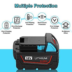 Amsbat 【Upgraded to 6000mAh 18V Battery Replacement for Milwaukee Compatible with Milwaukee Lithium Battery Compatible with Milwaukee 18V Batteries 48-11-1850 48-11-1862 48-11-1840（1 Pack）