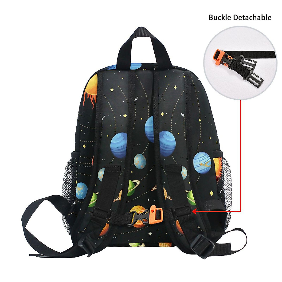 Custom Universe Solar System Kids Backpack for Girls Boys, Space Planets Toddler Casual Daypack Backpacks, Personalized with Kid's Name Preschool School Bag, Children Travel Bookbag with Chest Strap