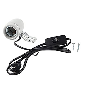 Heat Lamp Holder, E27 300W Rotatable Ceramic Heating Bulb Base with Switch for UV Light Bulb Spot Lamp Ceramic Heat Light Day Light 110-240V (US)