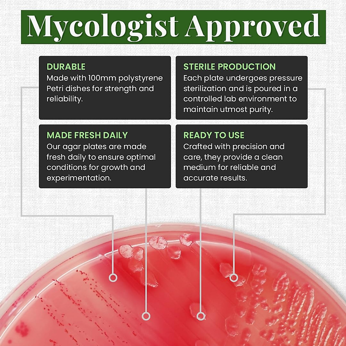 Gro Magik Premium Pre-Made Malt Extract Agar Plates for Mycology, Pre-Poured and Sterilized Agar Plates for Mushrooms to Support Robust Mycelium Growth (5 Pack)