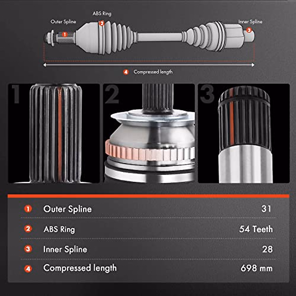 A-Premium CV Axle Shaft Assembly Compatible with Kia Sedona 2014 V6 3.5L, Sedona 2011-2012 V6 3.5L, Front Left Driver Side, Replace# 1700614464
