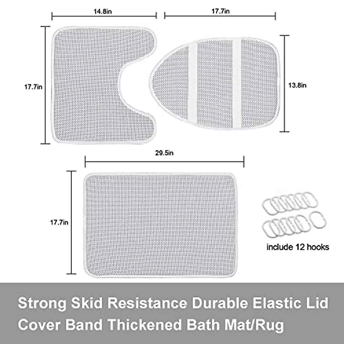 DDQQ 4Pcs Marble Shower Curtain Sets with Rugs Purple Bathroom Sets Marble Decor Bathroom Curtains Shower Set Toilet Lid Cover and Bath Mat, Marble Shower Curtain with 12 Hooks