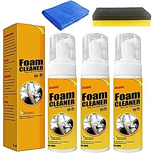 shoxil Foam Cleaner, Spray Foam Cleaner, Multifunctional Car Foam Cleaner, Foam Cleaner for Car and House Lemon Flavor, Strong Decontamination Cleaners Spray for Kitchen and Car (30ml, 3Pcs)
