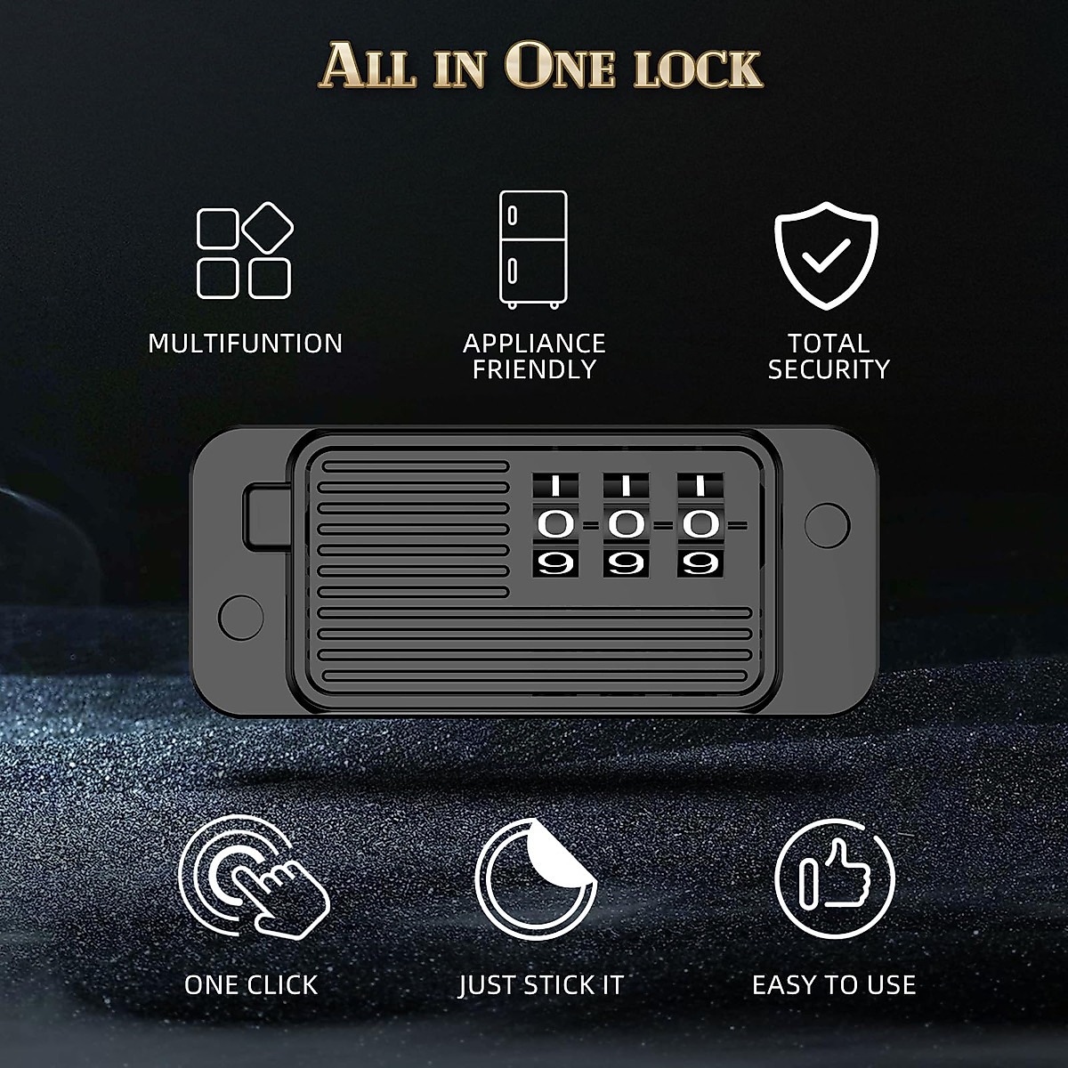 TOASAM Black Combination Lock - Effortless Access Control, Advanced Locking Mechanism, Customizable Security Codes, Childproofing, Versatile Application